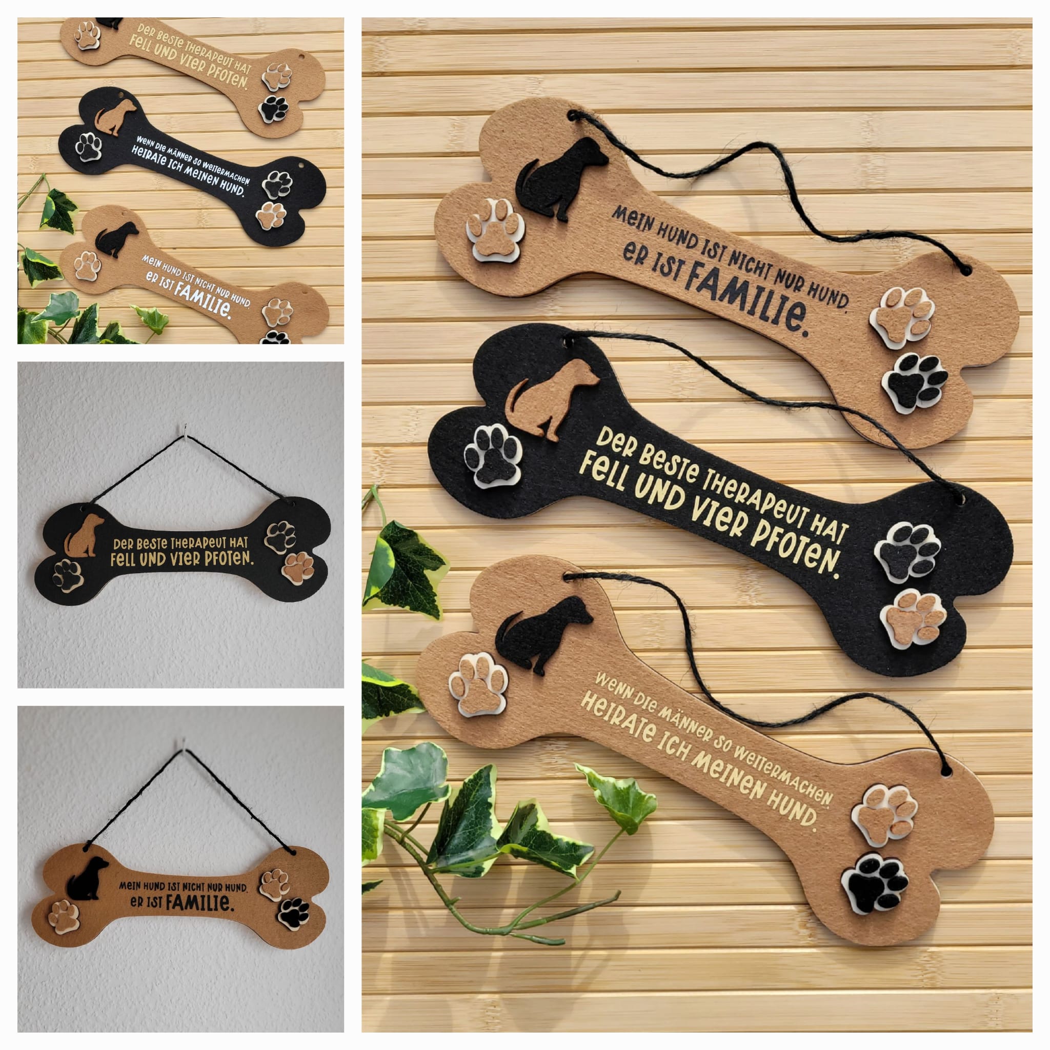 Hundeknochen aus Filz mit Pfoten – Printed Goods